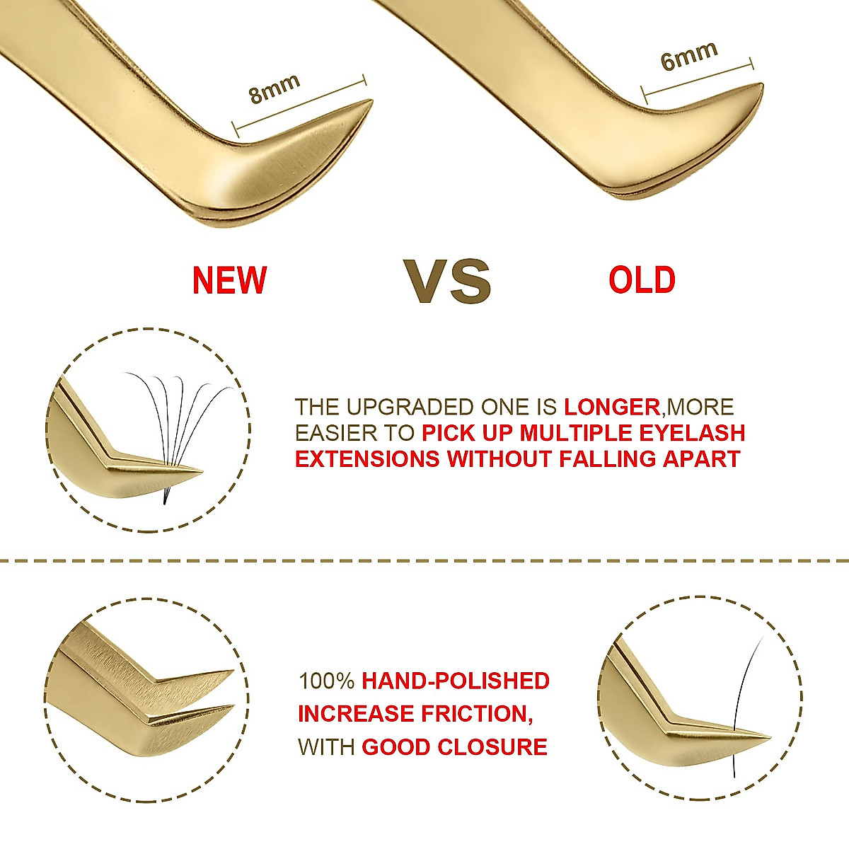 Volume Eyelash Extensions Tweezers Set 5 PCS,Stainless Steel Lash Tweezers Curved Precision Tweezers Application