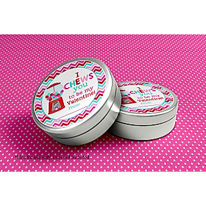 I Chews You Bubble Gum Valentine Party Favor Sticker Labels for Kids, 40 2" Party Circle Stickers by AmandaCreation, Great for Classroom Valentines, Envelope Seals, Gifts & Treats