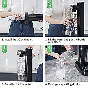 SNLIDE Soda Maker, Soda Water Machine with 1L BPA Free Pet Bottle & DIY Stickers, Easy to Operate, Sparkling Water Maker for Home, Compatible with Screw-in 60L CO2 Exchange Carbonator (NOT Included)