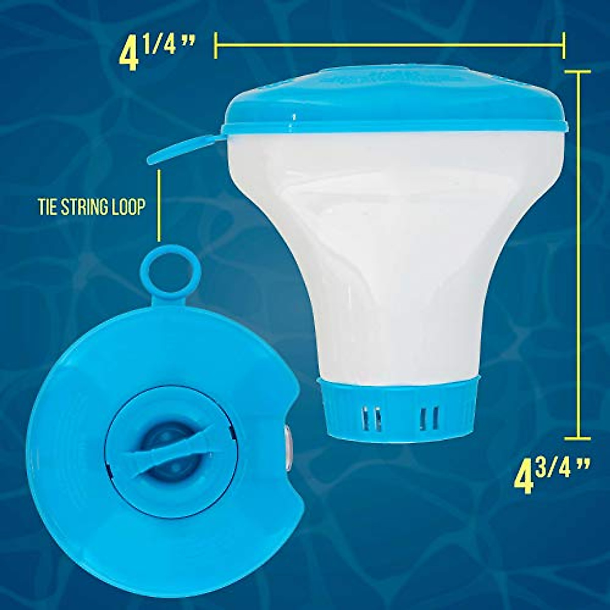 U.S. Pool Supply Spa, Hot Tub, Small Pool, 4-1/2" Diameter Floating Chlorine & Bromine Chemical Dispenser with 120° F Thermometer, Holds 1" or 1-1/2" Tablets - Adjustable Chemical Delivery