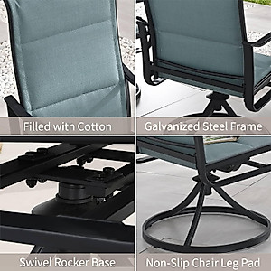 PatioFestival Patio Dining Chairs Textilene Outdoor High Back Swivel Rocker Chair Set with All Weather Frame (Blue-Green, Set of 2)