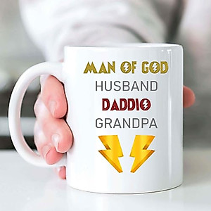 Christian Believers Gift, Ideal Gift for a Grandfather - Man Of God Prayers, Navy Multicolor Unisex Sweat 11 Oz White Ceramic Coffee Mug