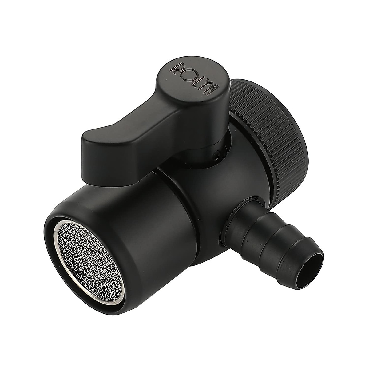 ROLYA Kitchen Sink Tap Water Filter Faucet Diverter Valve Aerator for Quick Push on 3/8 inch Tubing Replacement Part (3/8" Single Barb, Black)