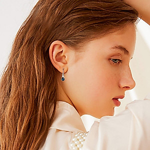 925 Sterling Silver Teardrop Earrings, Hypoallergenic Dangle Drop Earrings for Women with Crystals from Austria (London Blue)