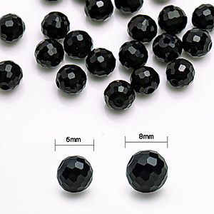 VIVP 8mm Crystal Glass Beads for Jewelry Making,Jet Black Faceted Round Glass Beads for Crafts Bracelet,Crystal Spacer Beads for Jewelry Making DIY Necklace Bracelet Earring（70pcs）
