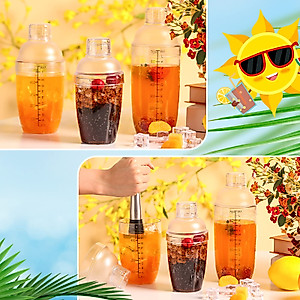 Lallisa 12 Pcs Plastic Cocktail Shaker Drink Mixer with Scales and Strainer Top Clear Shaker Cup with Measurements Plastic Shaker Bottle Bar Mixing Tool for Tea Coffee Boba Milk (700 cc/ 24 oz)