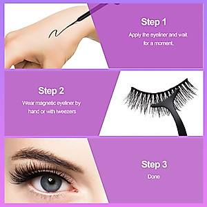 [10 Pairs] Magnetic Eyelashes and Eyeliner Kit, Reusable Magnetic Lashes with Eyeliner and Tweezers, 3D Natural Look False Eyelashes (10 PAIRS)