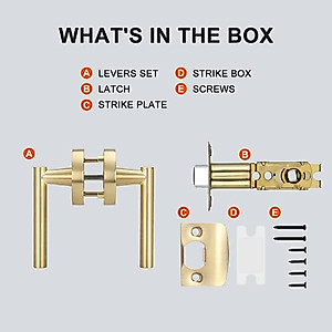 Haidms 6 Packs Gold Heavy Duty Door Handle Interior,Privacy Door Lever Handle, Bathroom Door Handles Interior, Modern Bedroom Door Handle