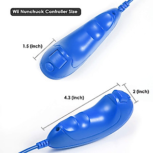 KIWITATA 2 Pack Wii Nunchuck Controllers, Wii Nunchuk Replacement Remote Joystick Gamepad for Wii Wii U Video Console(Red+Blue)