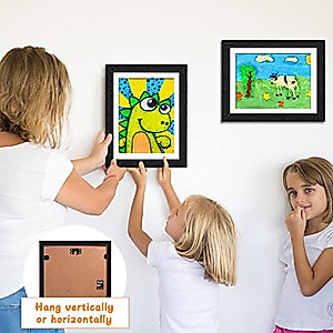 Eiqer Kids Art Frames, Front Opening Kids Art Display Frames 8.5x11, kids Art Frames Front Opening, A4 Art-Work, Storage Frames, Crafts, Drawing for Kids Drawing Crafting (Black, Set of 2)