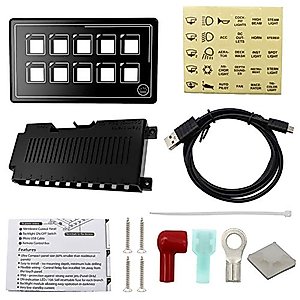 Control Switch Panel, Universal 10P Membrane Control Switch Panel Bluetooth APP Control with Backlight Module LED Touch Built‑in PPTC for RV Boat