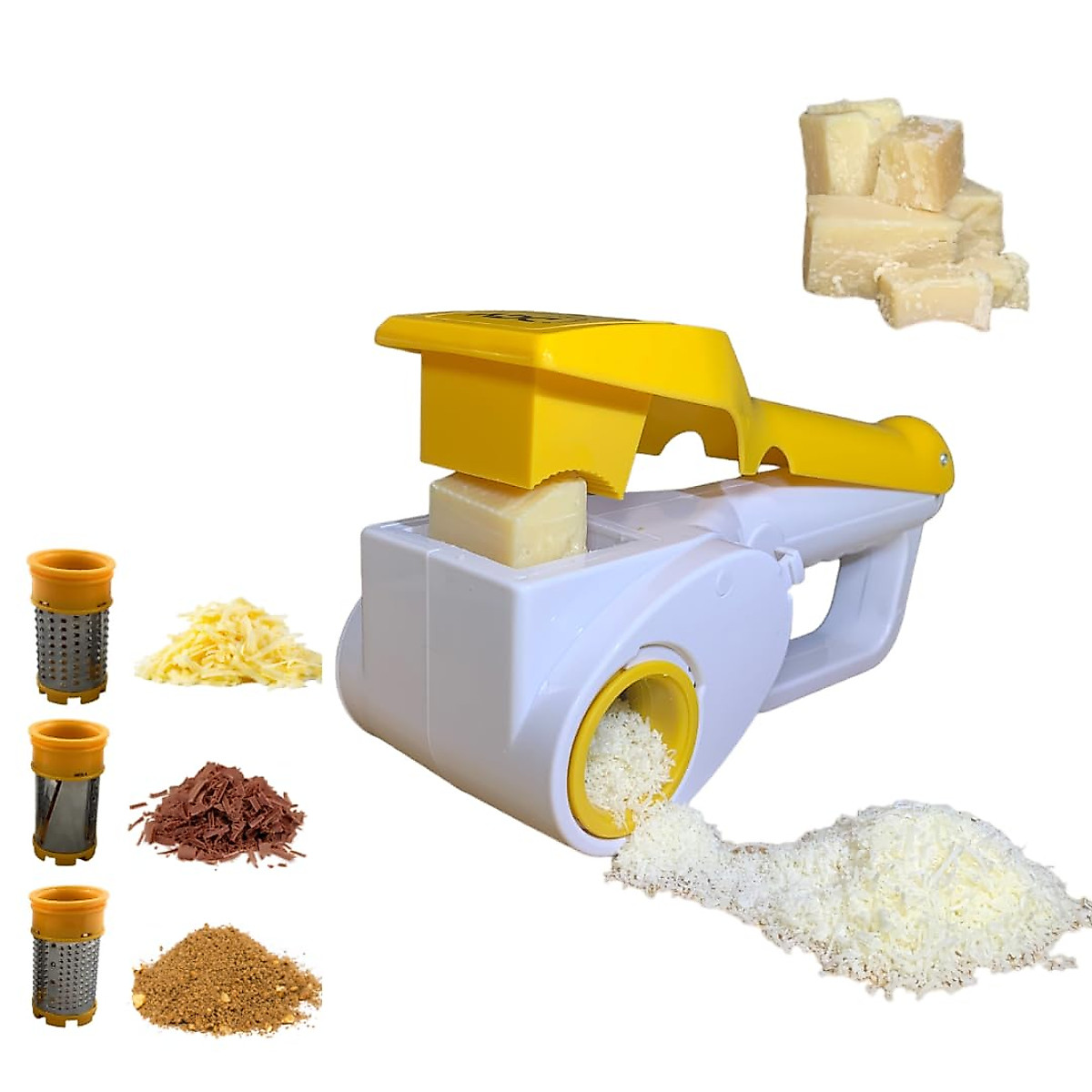 Electric Cheese Grater - Portable, Effortless, Battery Operated, Rechargeable, Cordless | Handheld With Handle, Commercial Parmesan, Vegetable And Chocolate Slicer and Shredder Machine | Nuts Grinder