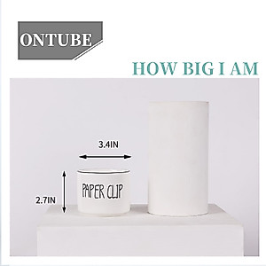 Ceramic Paper Clip Holders, Farmhouse Binder Clip Dispenser Organizer for Desk ,Cute Office Push Pins Holder,8oz White