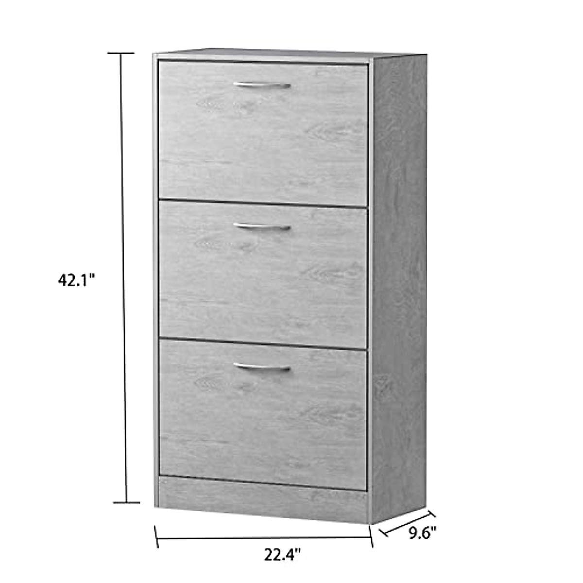 Homsee Modern Shoe Storage Cabinet with 3 Flip Drawers, Wood 3-Tier Shoe Rack Storage Organizer for Entryway, Hallway & Bedroom, Grey (22.4”L x 9.4”W x 42.1”H)