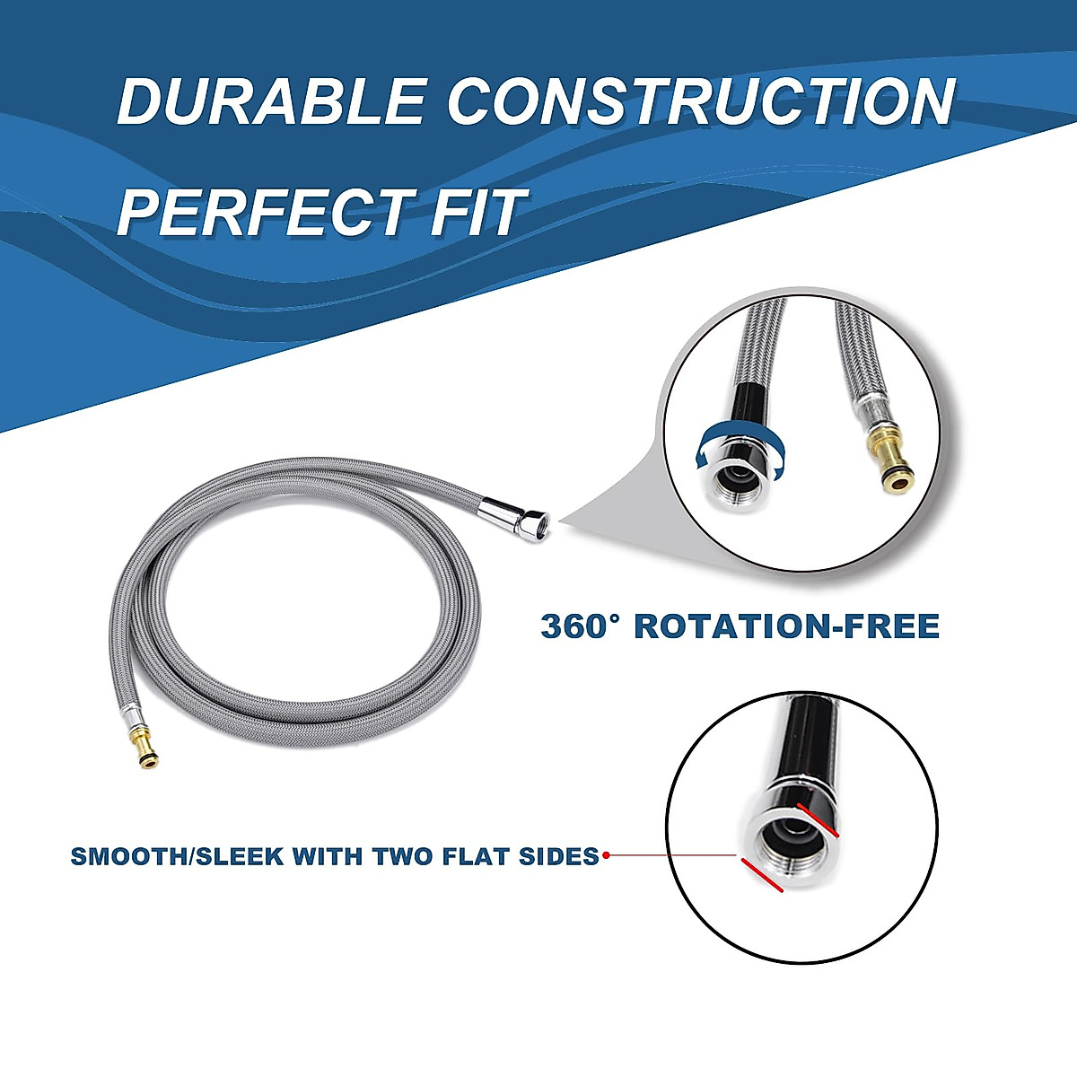 Grandiance Replacement Hose Kit for Moen Pull Down Kitchen Faucet 150259, Compatible with Moen Kitchen Sink Faucet Replacement Part 150259/187108, Reflex Moen Pull Down Hose, 68" Quick Connect Hose