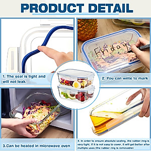 Blushtier 4 Set 8 Cup Large Glass Storage Containers Airtight 63 oz Food Bento Boxes Sets with Lids Kitchen Storage Containers Glass Cookie