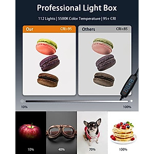 Light Box Photography, DUCLUS Portable Photo Studio Booth Box, 12" x 12" Professional Mini Shooting Tents with 112 LED Lights Dimmable, 6 Backdrops for Small Product: Jewelry, Miniature Models etc.