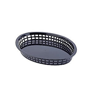 TableCraft 1086BK 12-3/4" Black Oval Texas Platter Basket (Pack of 12)
