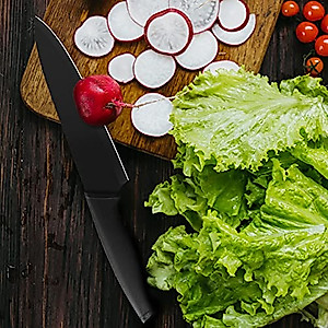 hecef Black Oxide Knife Set of 6 with Matching Blade Protective Sheath, Black Kitchen Knife Set, Scratch Resistant & Rust Proof, Hard Stainless Steel, Non Stick Black Color Coating Blade Knives