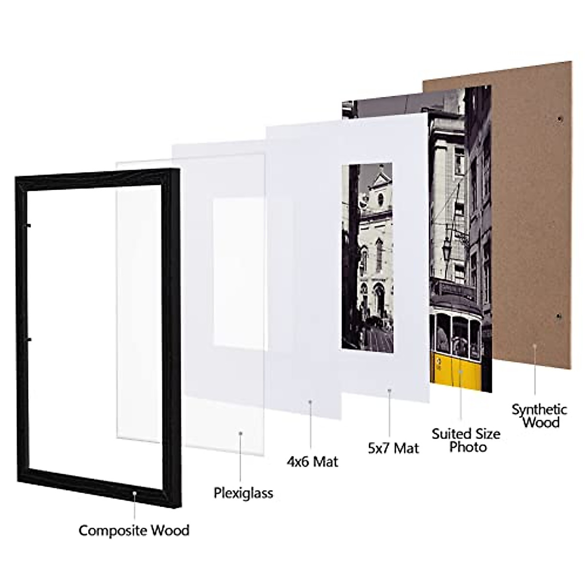 eletecpro 8x10 Picture Frames Set of 10, Display 4x6 or 5x7 Photo Frame with Mat or 8x10 without Mat, Wall Gallery Photo Frames, Table Top Display or Wall Mounting (Black, 8x10)