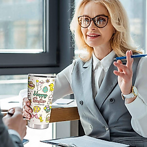 WIPI Happy Easter Coffee Cups, Easter Christian Gifts for Women Men Kids and Adults, Stainless Steel Spring Tumbler 20 Oz, Spring Coffee Mugs, Bunny Tumbler for Birthday and Holiday