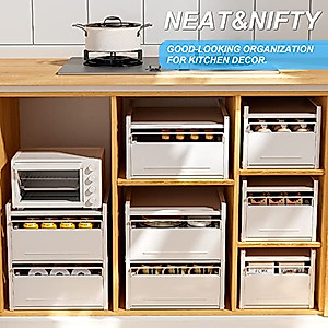 Stackable Sliding Utensils Basket Organization and Storage, Pull-able Under Cabinet Storage, Large Under Sink Organizer Drawer with Shelves for Dishes, Bowls, Seasoning Canisters and Cups(23.5''L)