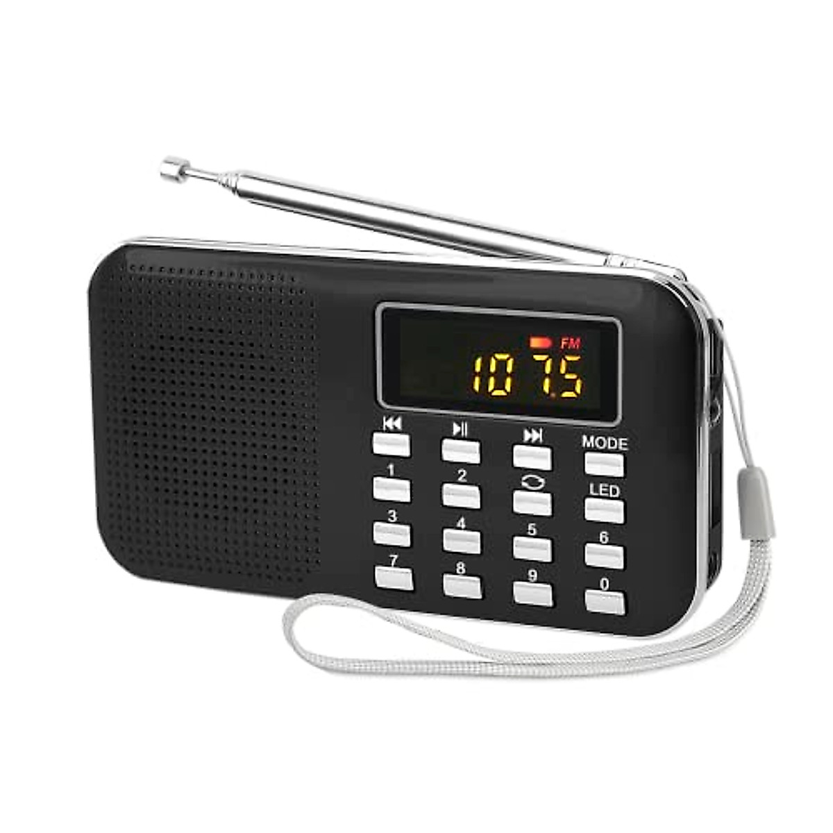 Leting Radios Portable AM FM with MP3 Speaker, Portable Radio Support Micro SD/TF Card/USB/Music Recording,Rechargeable Battery Powered AM FM Radio,Mini Radio with Best Reception (Black)
