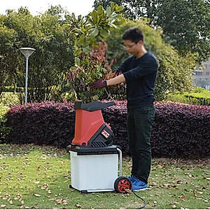 ADOVZ Electric Wood Chipper with 45L Collecting Bag, 10M Power Line, Max 1.57'' Cutting Capacity, Light-Weight Low Noise, Overload Protection