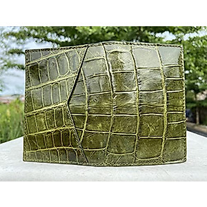Double side Moss Green Crocodile Alligator leather skin Credit Cardholder, leather credit cardcase, leather creditcard cover