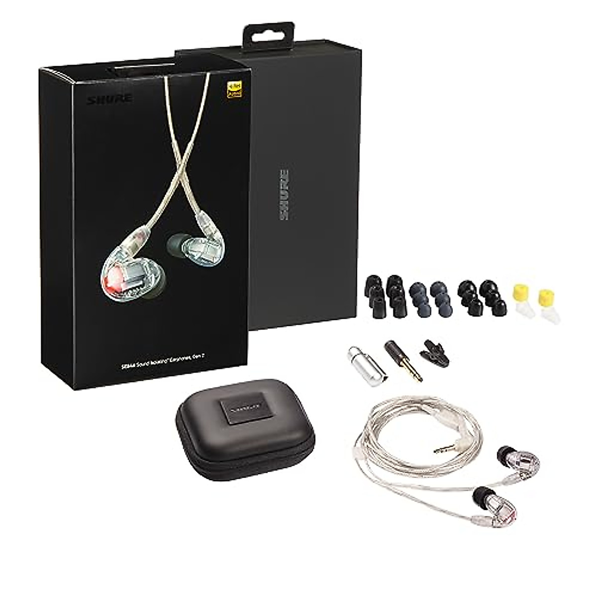 Shure SE846 PRO Gen 2 Wired Sound Isolating Earphones, Secure in-Ear Earbuds, High-End Professional Sound, Hi-Def Four Drivers, Upgraded Sound Filters, Durable Quality, Customizable Frequency - Clear