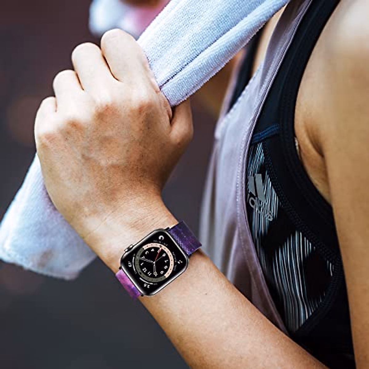 MOFREE Stretchy Strap Compatible for 40mm Apple Watch Band 41mm/40mm/38mm Series 7/6/SE/5 Adjustable Nylon Sport Women Men Printed Strap for iWatch Series 4/3/2/1 38mm/40mm Replacement Galaxy