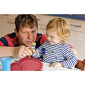 Silicone Suction Plate for Toddlers - Self Feeding Training Divided Plate Dish and Bowl for Baby and Toddler, Fits for Most Highchairs Trays, BPA Free Microwave Dishwasher Safe