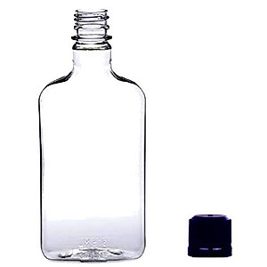 PELLAH GOODS 375 ml (12.7 Oz.) Plastic Flask PET Clear Bottles With Tamper Evident Sealable Lids (Bulk Pack of 154) (Black Caps) for Liquor, Alcohol, Sauce, Honey, Beverage