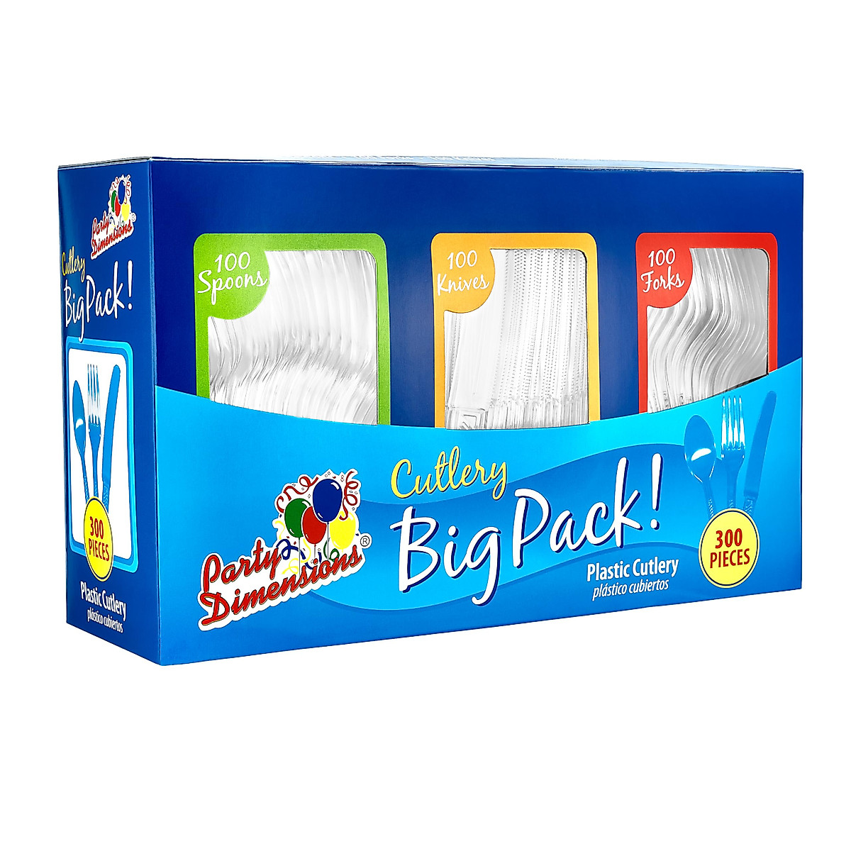 Party Dimensions 300 Count Cutlery Combo Box, Clear, Combo Box, Clear 300 Count