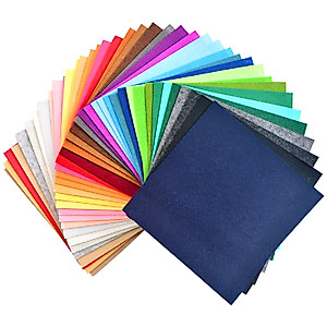 40Pcs Felt Fabric Sheets - 6 x 6 Inches, 1mm Thick DIY Craft Felt in 40 Assorted Colors - Ideal for Patchwork, School Projects and Decorations (15 x 15cm)