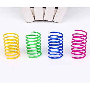 40 Pack Cat Spring Toy, Interactive Cat Toy for Indoor Cats Durable Plastic Coils Colorful Springs Cat Toys Active Healthy Fitness Play Coil Spiral Springs Kitten Toys for Swatting, Biting, Hunting