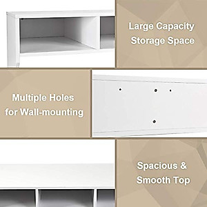 Giantex Wall Mounted Desk Floating Computer Desk, Writing Study Table W/3 Storage Shelves, Laptop PC Table for Living Room, Bedroom, Office (White)