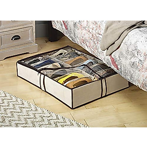 Whitmor Canvas Heavy Duty 12 Section Under Bed Shoe Bag, 23.0x28.0x6.0