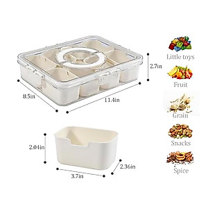 YouLike Divided Snackle Box 2Pack Charcuterie Container With Handles And Lids 8 Compartment Fruit Serving Tray for Veggie Appetizer Platter for Fridge Stackable Food Storage Box