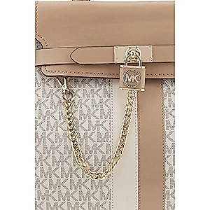Michael Kors Ladies Hamilton Legacy Large Logo Stripe Belted Satchel - Vanilla