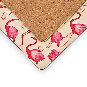 Pimpernel Sara Miller London Flamingo Collection Placemats | Set of 4 | Heat Resistant Mats | Cork-Backed Board | Hard Placemat Set for Dining Table | Measures 15.7” x 11.7”