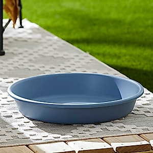 The HC Companies 12 Inch Round Plastic Classic Plant Saucer - Indoor Outdoor Plant Trays for Pots - 12.5"x12.5"x2.13" Slate Blue