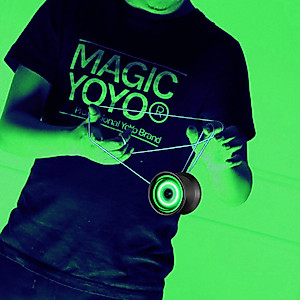 Light Up Yoyo with Extra Battery, MAGICYOYO Y02 Aurora Professional Unresponsive Yoyo with Yoyo Glove, Yoyo Bag, 12 Yoyo Strings - Green Light