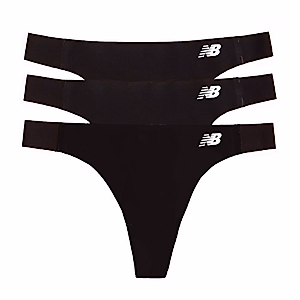 New Balance Women's Laser Thong Panties (3 Pack), Black, Medium