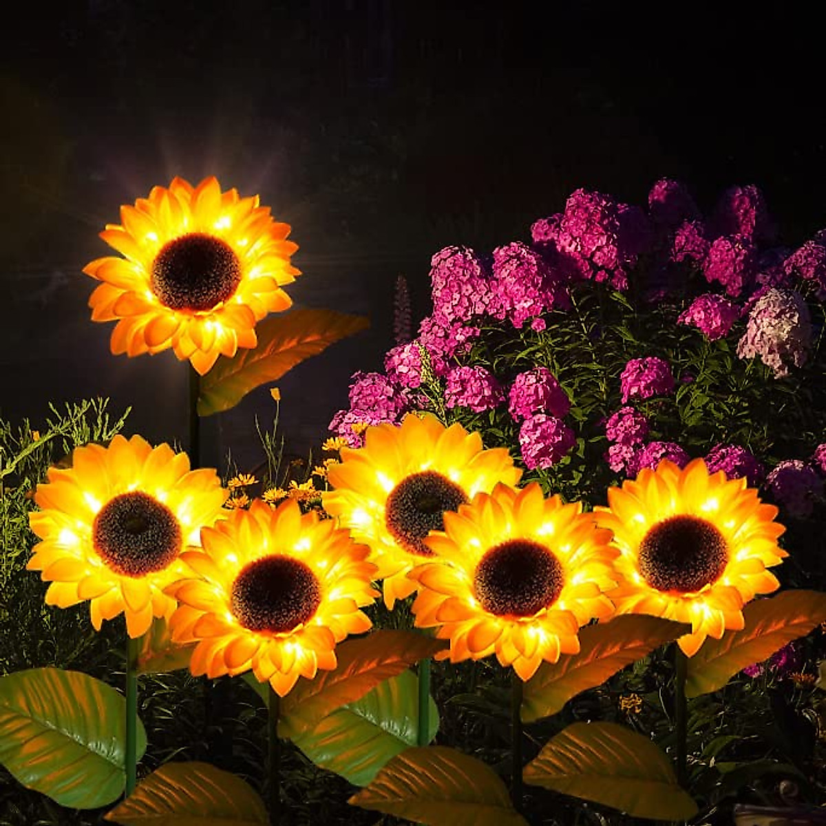 yeuago 4 Pack Solar Sunflower Lights Outdoor Flower Garden Stake Lights,Waterproof LED Solar Powered Sunflower Lights Thanksgiving Christmas Gift Decor for Grave Patio Yard Pathway Wedding Party