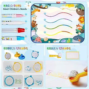 bemece Water Doodle Mat, Aqua Painting Drawing Mat, Mess Free Learning Toy Mat Early Education Gifts for Kids ChildrenToddlers Aged 3 4 5 6 7 Years Old
