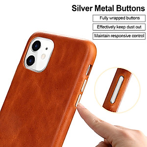 TOOVREN iPhone 11 Case iPhone 11 Leather Case Genuine Protective Ultra Thin Slim Shockproof Anti-Scratch Vintage Phone Case Hard Back Cover for Apple iPhone 11 6.1 inch 2019 Brown