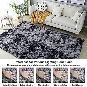 Aternoon Area Rug 5x7, Super Soft Fluffy Shaggy Rugs Floor Carpet for Living Room, Children Bedroom, Nursery Play Room, Home Decor, 5.3 x 7.5 Feet, Dark Grey
