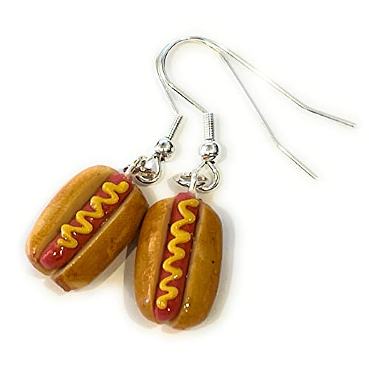 Artwonders Handmade Hot Dog Food Dangle Earrings, Mini Food Jewelry, Fast Food Themed Gifts, Foodie Gifts for Women