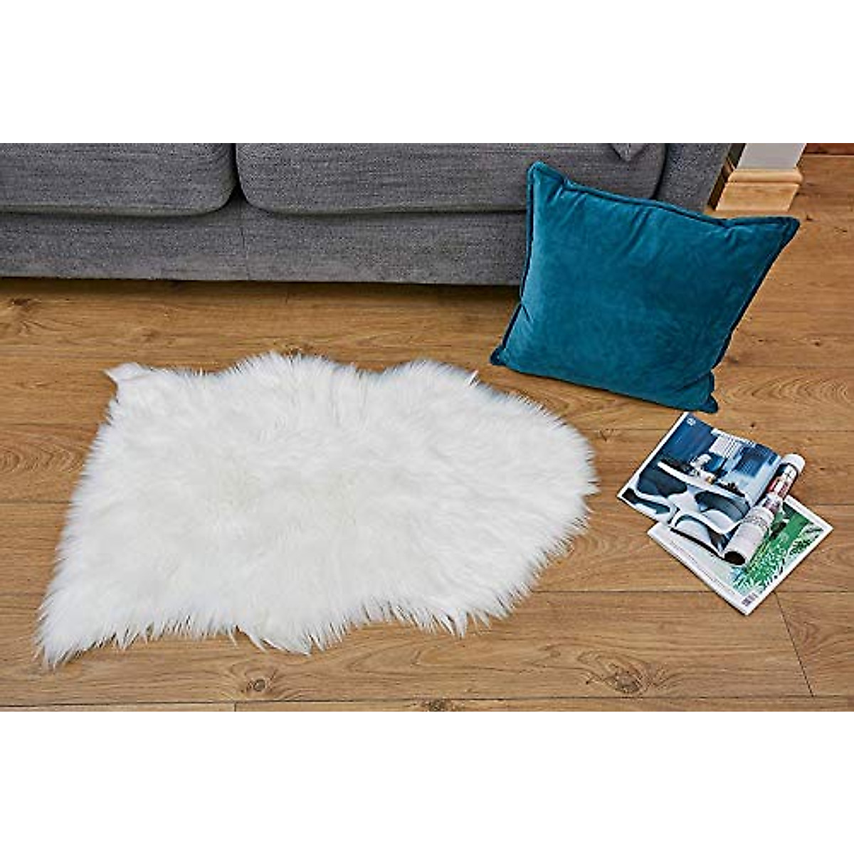 Faux Fur Fluffy Sheepskin Rug for Home Decor - Couch/Chair Covers Furry Area Rug for Living Room/Bedroom Decor - White (2x3 Feet)